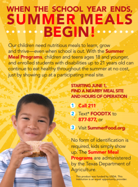 Summer Feeding Program May 26th-June 26th | Itasca ISD